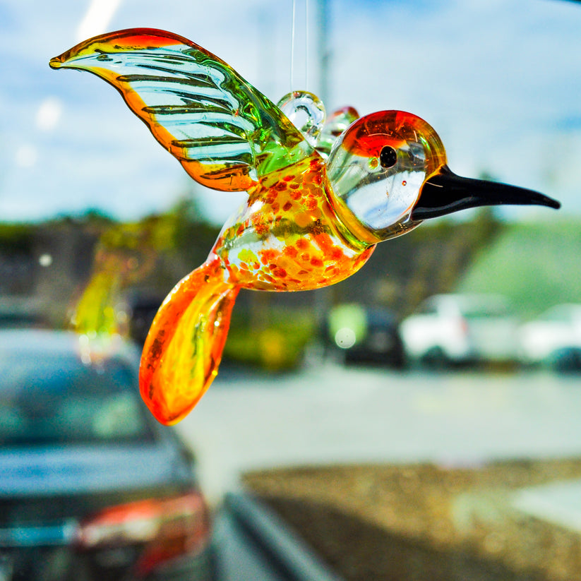 Glass Humming Bird by Crystal Castle®, Green and Red – MODA GOODS